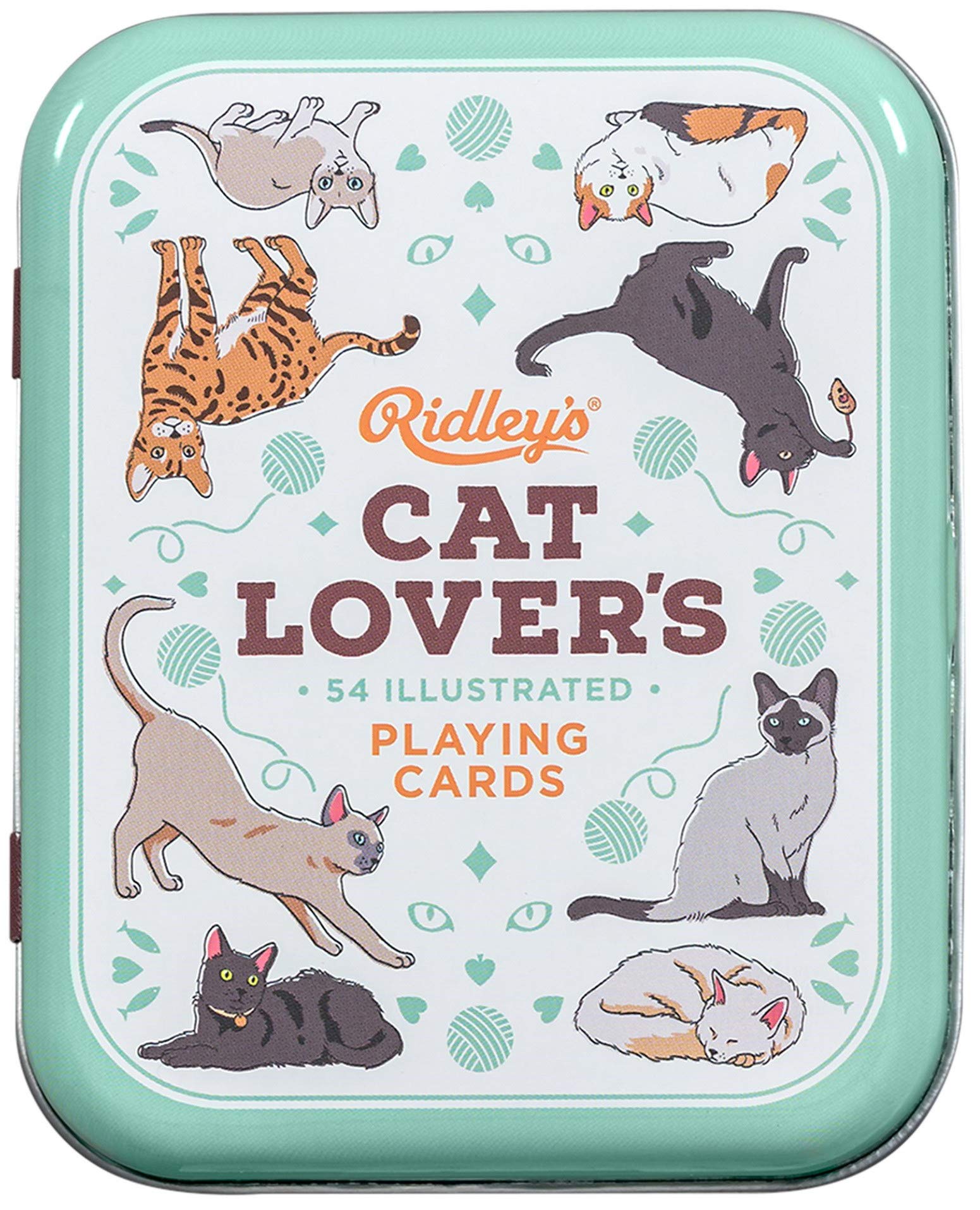 Ridley’s Cat Lover’s Deck of Index Playing Cards – 54 Beautifully Hand-Illustrated Cat Playing Cards – Includes a Durable Storage Tin for Easy Travel – Makes a Unique Gift Idea