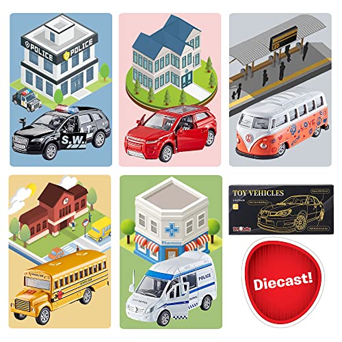 KIDAMI Die-cast Metal Toy Cars Set of 5, Openable Doors, Pull Back Car, Gift Pack for Kids (Official Car)