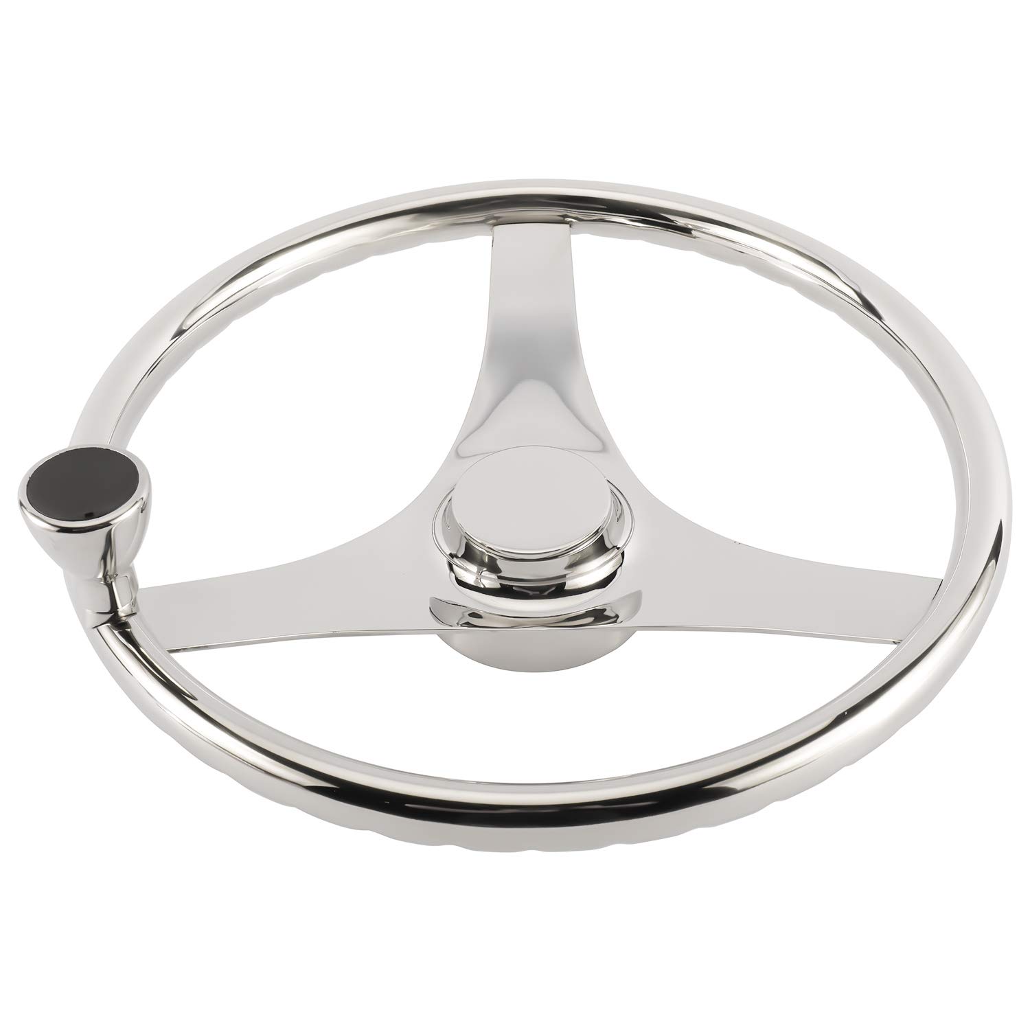 DasMarine Stainless Steel 15-1/2" Sport Wheel Boat Steering Wheel With Control Knob,Fit 3/4" Shaft,7/8" Rim Size
