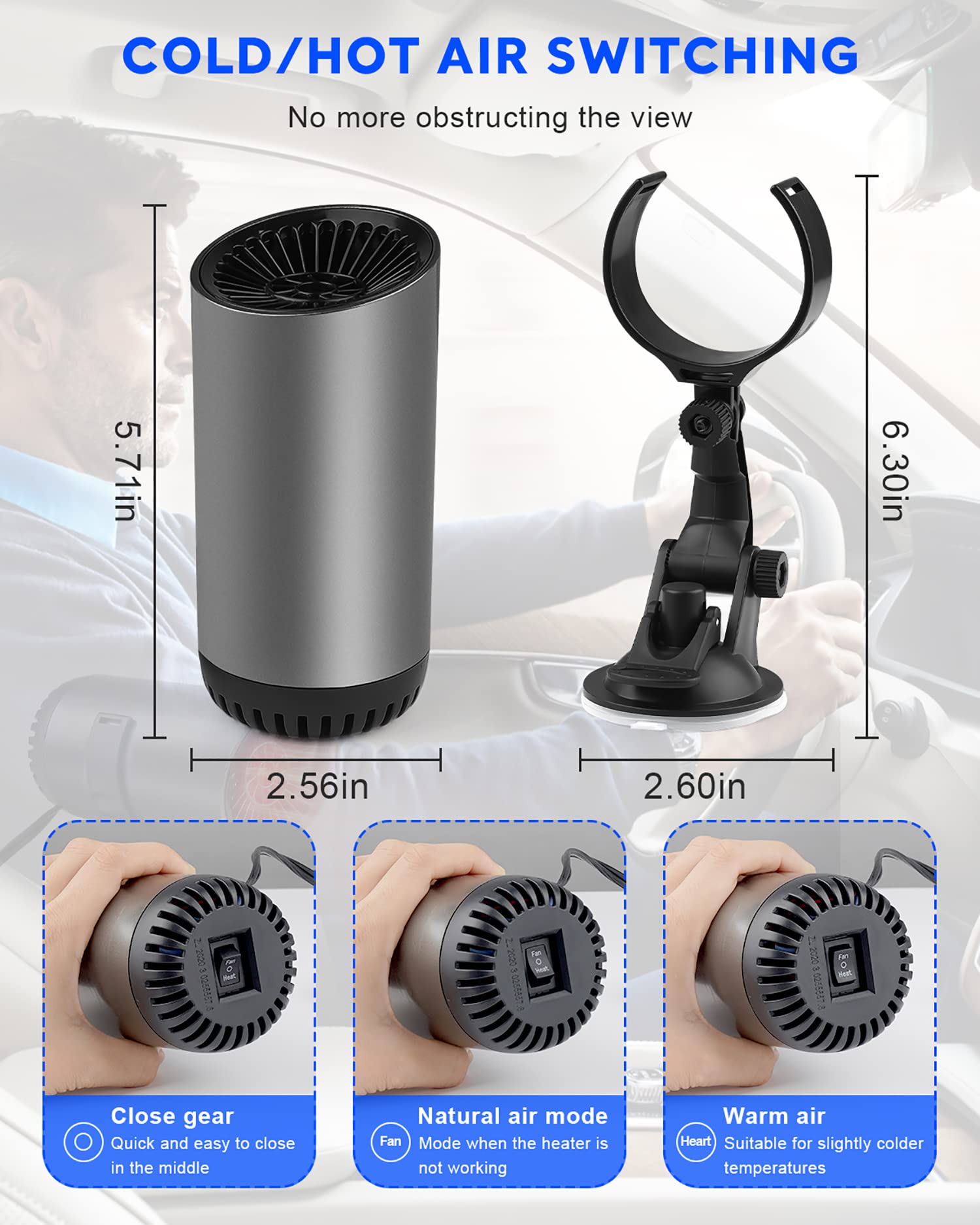 Car Heater, Portable Windshield Defroster Defogger,12V 150W Car Heater Fast Heating & Cooling Fan Thermostat with Plug in Cigarette Lighter