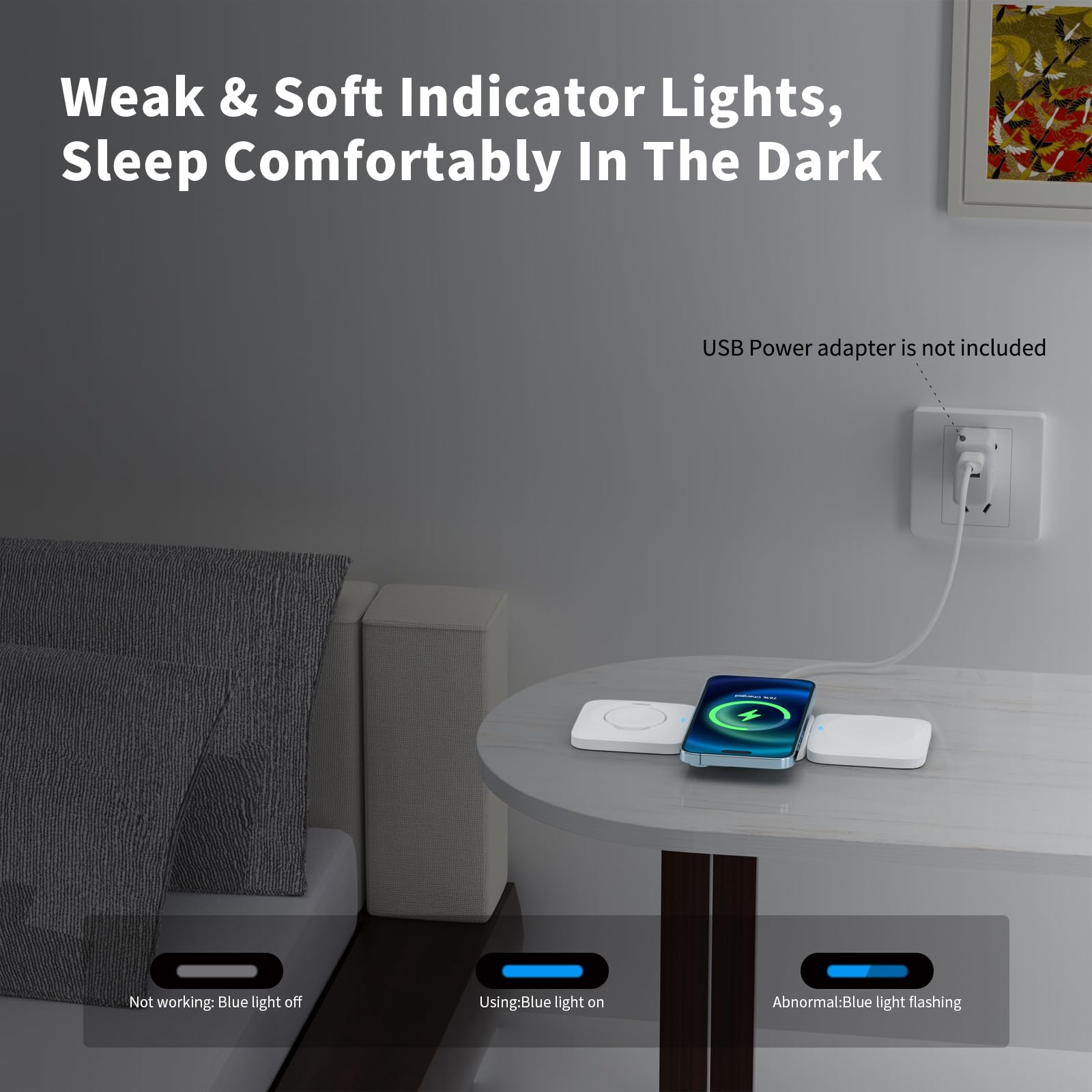 Charging Station for Apple Devices, 3 in 1 Portable Magnetic Wireless Charger, Wireless Charging Pad Compatible with iPhone 15/14/13 Series, AirPods 3/2,iWatch Ultra/8/7/6/5/4/3/2/SE (White)