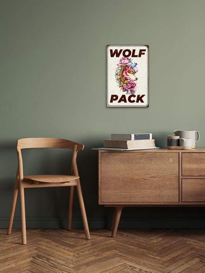 Wolf's Pack 8X12 Inch Retro Look Tin Decoration Art Sign for Home Kitchen Bathroom Farm Garden Garage Inspirational Quotes Wall Decor