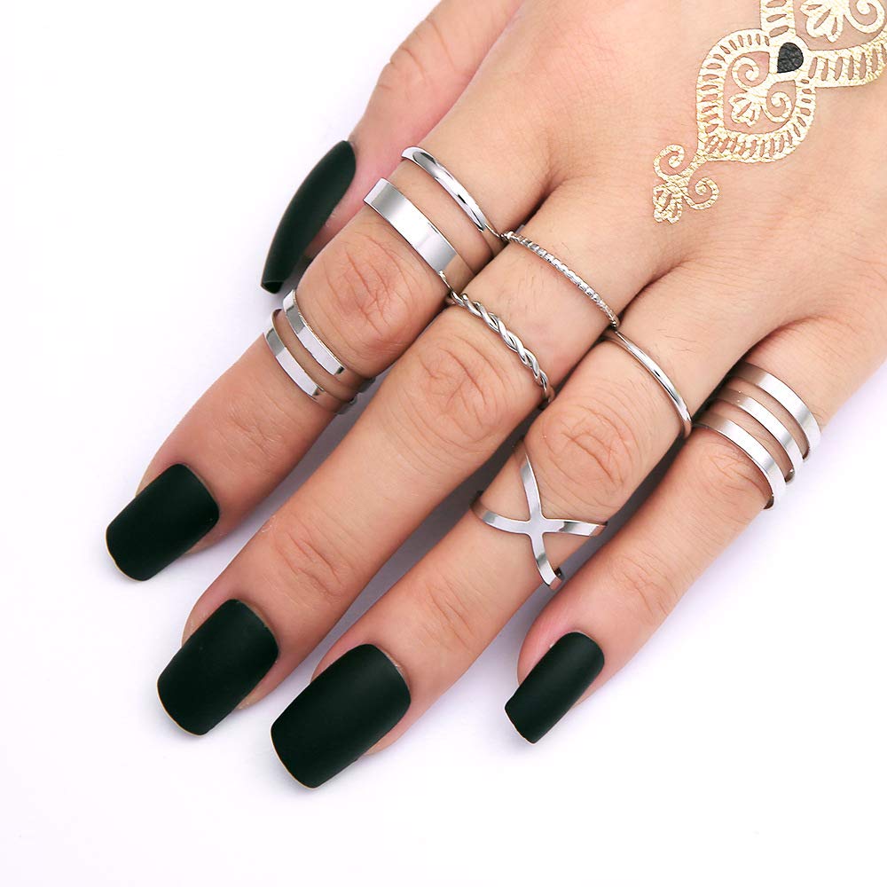 Cassfic 80Pcs Bohemian Knuckle Ring Silver Gold Vintage Stackable Rings Set Fashion Finger Knuckle Midi Rings for Women