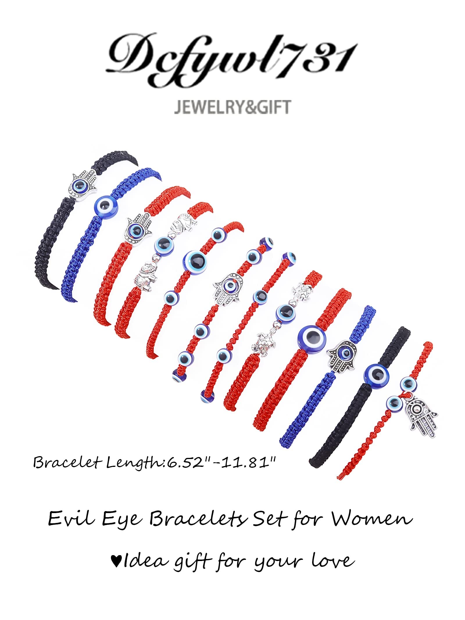 Dcfywl731 Evil Eye Bracelets for Women 7 Knot Lucky Bracelets Beaded Bracelets Mexican Bracelets Adjustable Protection Bracelets for Men