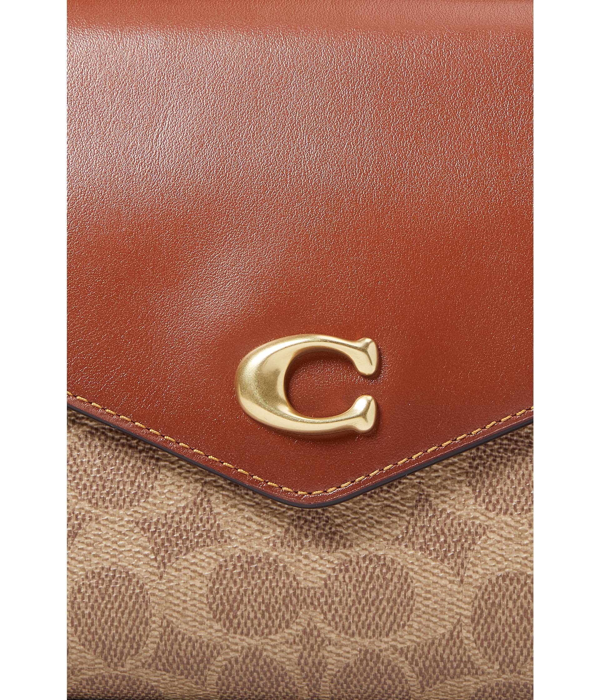 Coach Color-Block Coated Canvas Signature Wyn Wristlet Tan Rust One Size