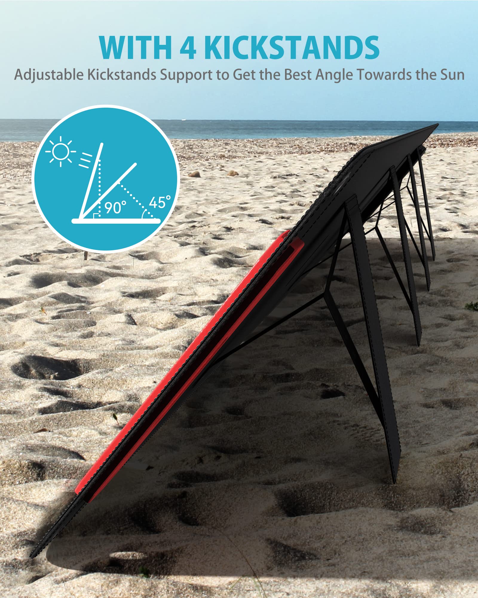 ELECAENTA 200W Portable Solar Panel, Ultra-Light/Only 11lbs, Flexible & Foldable Monocrystalline ETFE Solar Charger with Kickstand, IP54 Waterproof for Outdoors RV Camping Off Grid Adventures