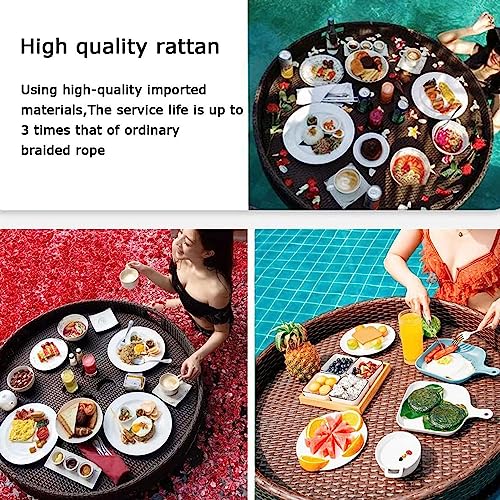 DAZULI Extra Large Round Floating Bar Table Serving Tray Drink Holder for Pool or Beach Party Float Refreshment Durable,White
