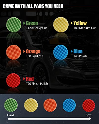 SILVEL Buffer Polisher, 1600W 7 Inch/6 Inch Rotary Car Buffer Polisher Waxer, 7 Variable Speed 1000-3500 RPM, Detachable Handle for Car, Boat Sanding, Polishing, Waxing