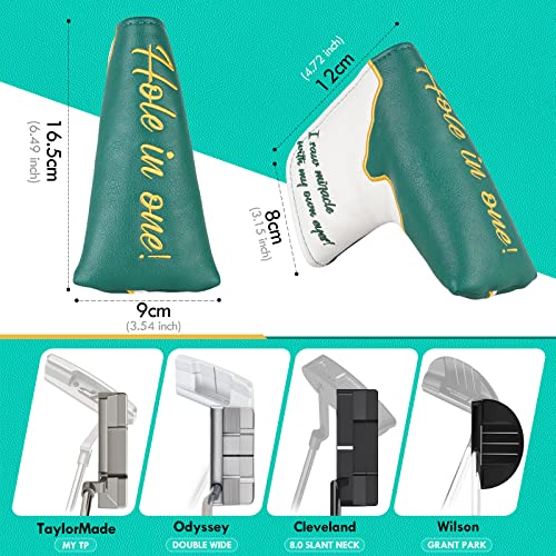 Craftsman Golf Hole in One Green and White Blade Putter Headcover Magnetic Closure