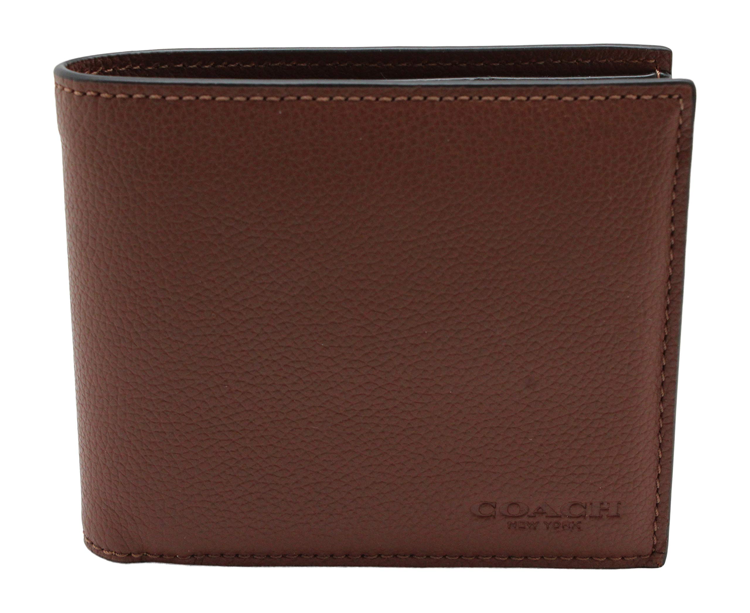 COACH Compact ID Wallet in Sport Calf Leather (Dark Saddle) - F74991 CWH