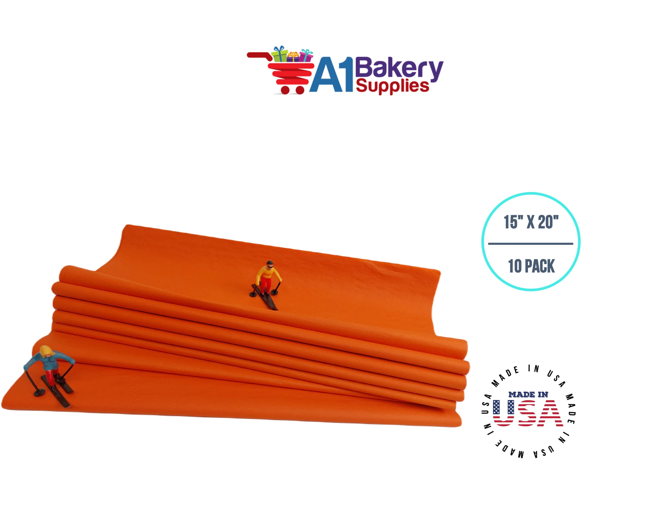Orange Tissue Paper Squares, Bulk 10 Sheets, Premium Gift Wrap and Art Supplies for Birthdays, Holidays, or Presents by Feronia packaging, Large 15 Inch x 20 Inch Made in USA