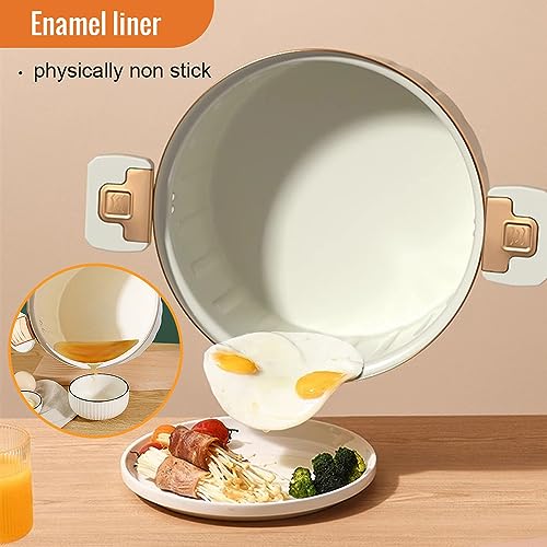 Non-stick Enamel Micro Pressure Cooker, 8L Large Capacity Non-stick Pan Pressure Cooker, Push-Pull Lock Pressure Cooker Soup Stew Pot Enamel Soup Pot, Multifunctional Time Saving Stockpot (8L_White)