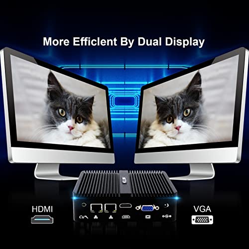 HISTTON Mini PC Fanless Mini Desktop PC Celeron J4125 DDR4 4GB RAM, 32GB SSD, Mini Desktop Computer, Dual LAN, BT4.0, Mini Desktop PC with HDMI/VGA Port,Fanless Mini PC Windows 10 Pro Industrial PC