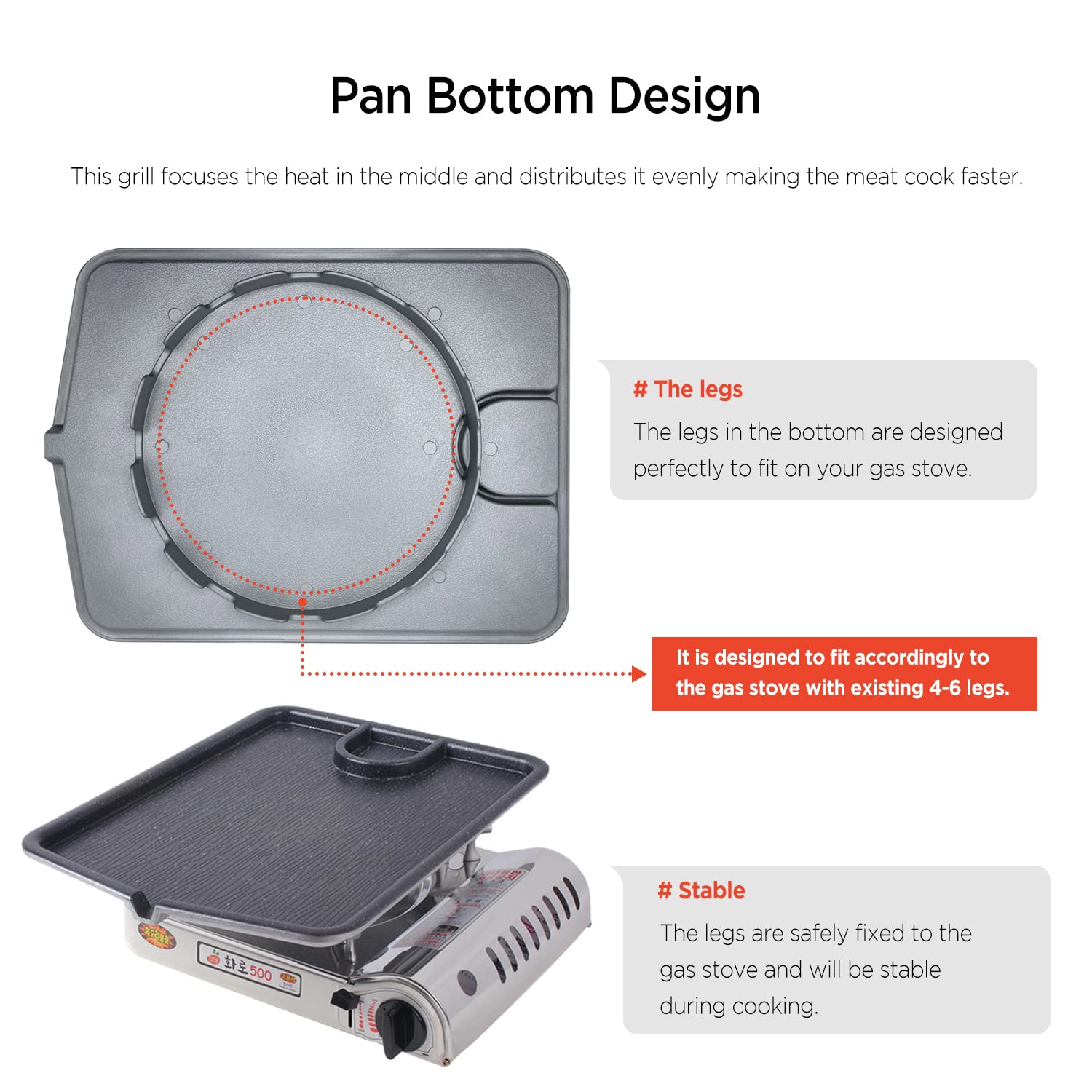 Eutuxia Stovetop Korean BBQ Grill Pan, 15.6", Leaf Surface Non-stick Smokeless Scratch-Resistant, Cast Iron Style Aluminum, For Vegetable Egg Pork Beef Meat Garlic Cheese Kimchi Made in Korea, KBBQ.