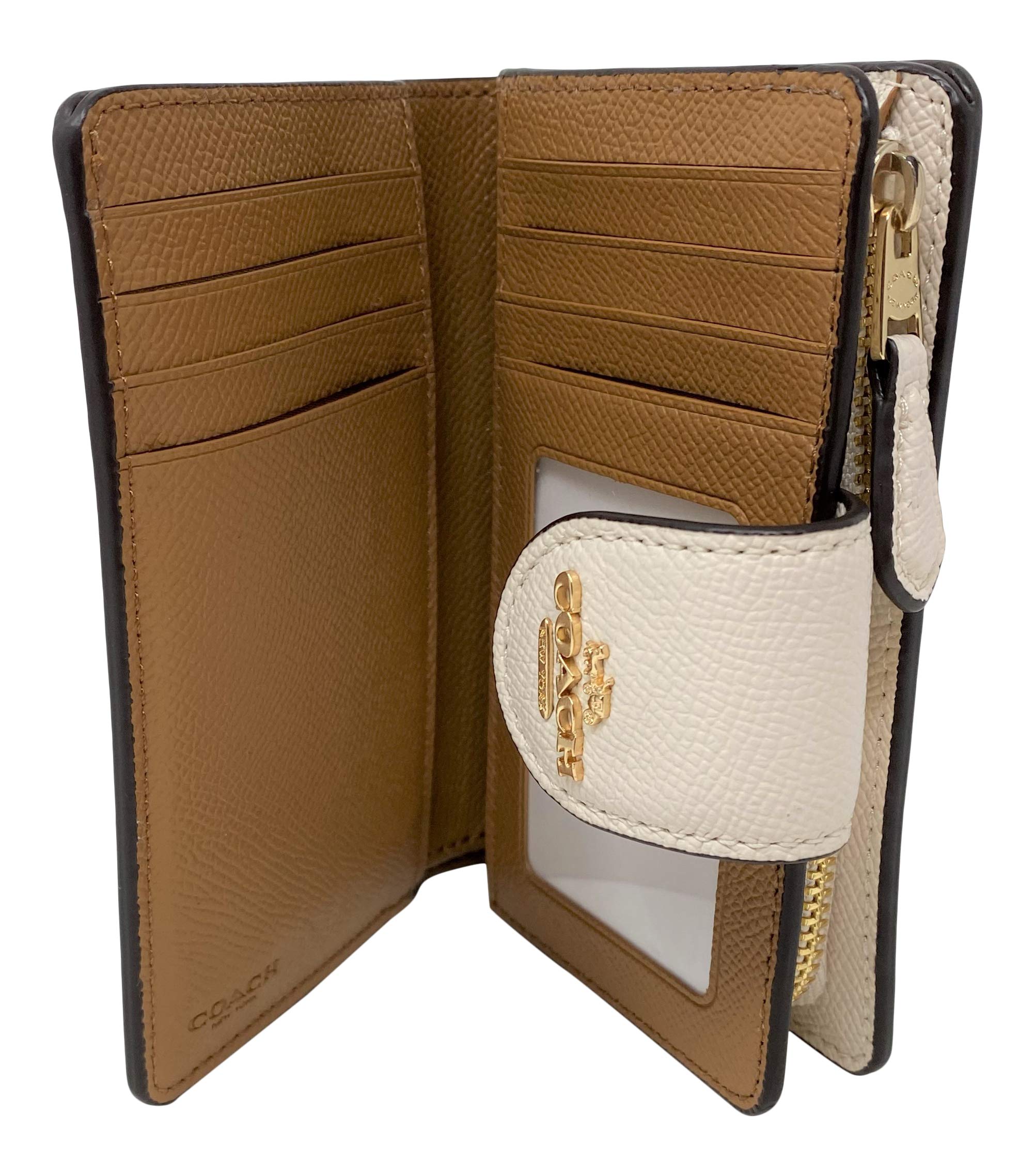 Coach Crossgrain Leather Medium Corner Zip Wallet Chalk Style No. 6390