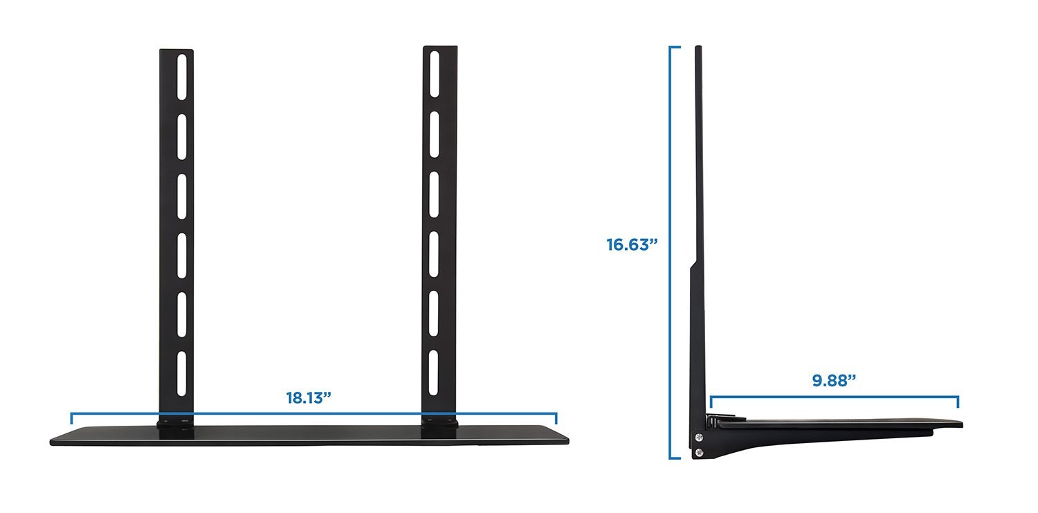 Mount-It TV Wall Mount Shelf Bracket Under TV for Cable Box, DVD Player, Stereo AV Components Shelf,Black