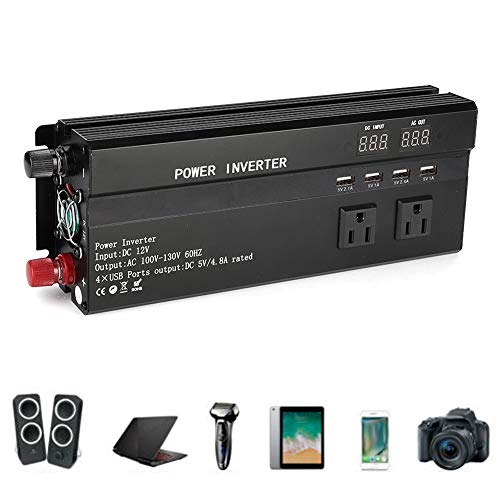 Car Power Inverter, 6000W DC 12V to AC 110V Car Power Inverter Converter USB Charger Adapter with LCD Display