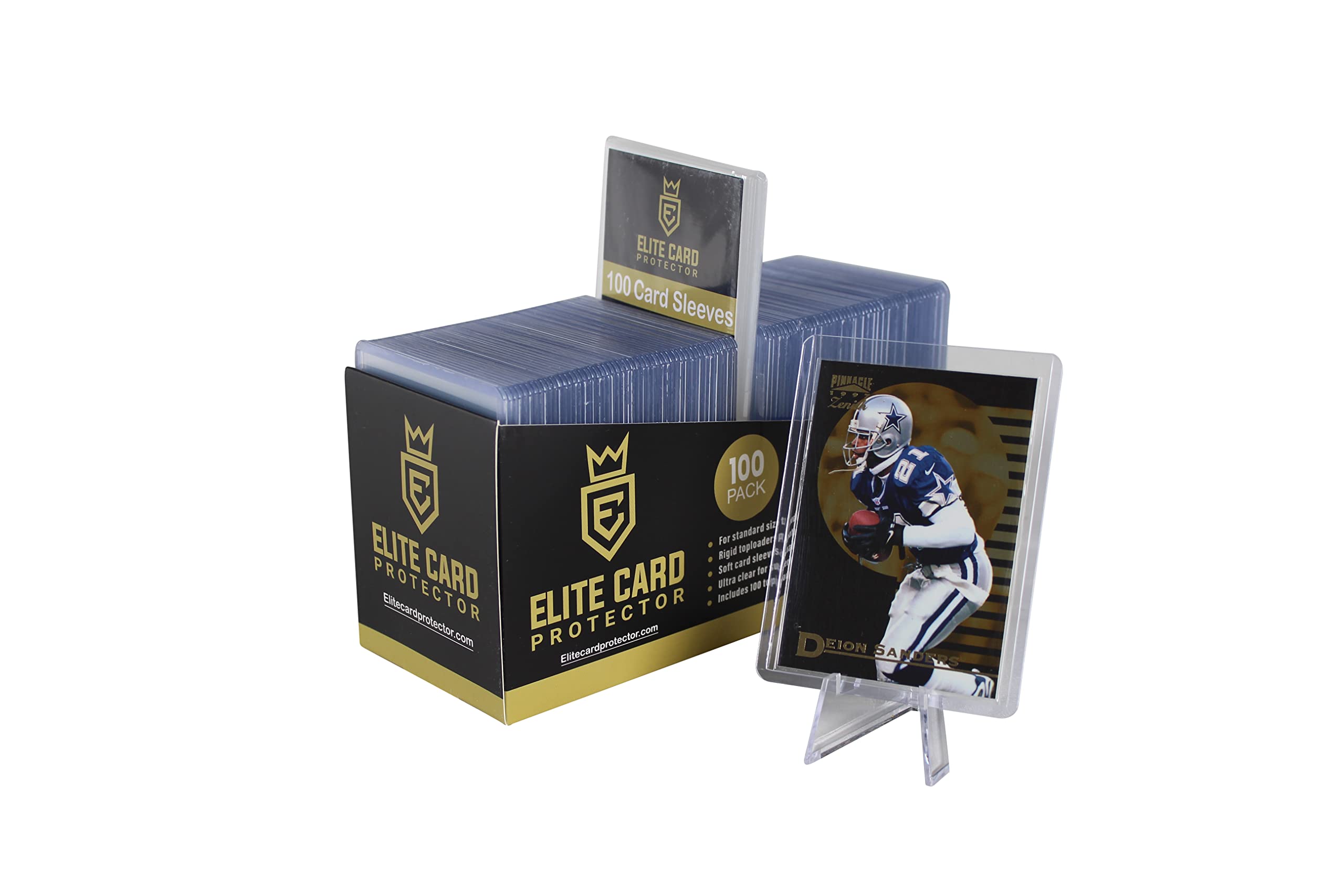Elite Card Protector 3" x 4" Toploaders. 100 Toploader + 100 Sleeves for Collectible Trading Cards (100 ct.) Up to 35Pt Thick. Premium Card Protection to Keep Your Collection Safe!