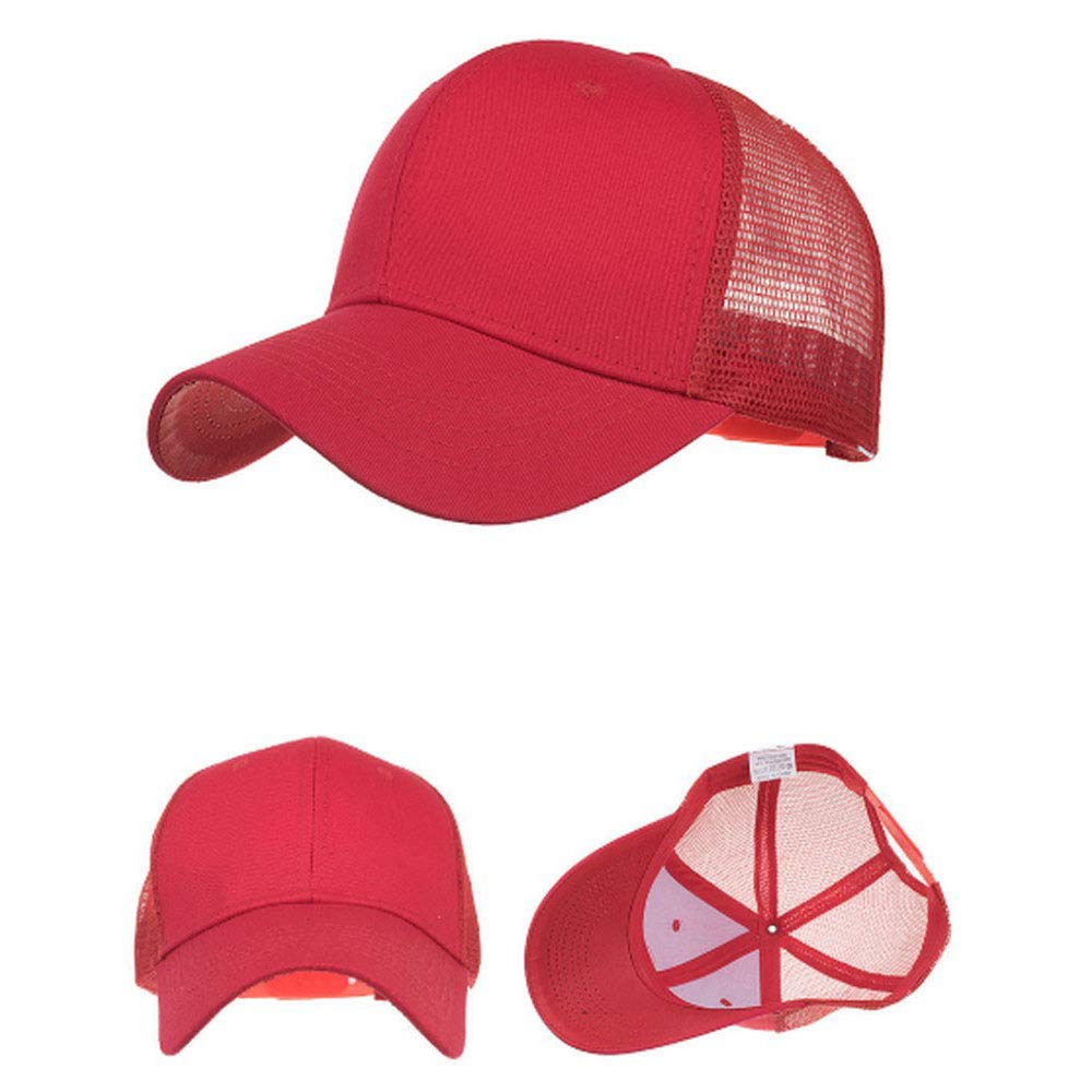 Croogo Sport Summer Cap Trucker Hat Ponytail Golf/Baseball Hat Outdoor Sun Hat Red