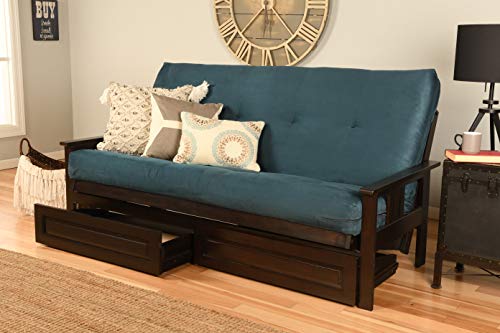Kodiak Furniture Monterey Full Frame with Suede Fabric Mattress in Espresso/Blue