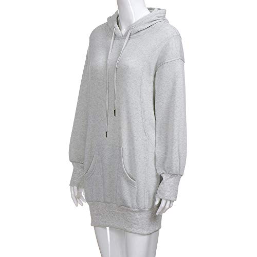 Women's Long Sleeve Loose Hooded Sweatshirt Casual Solid Drawstring Pullover Hoodies Top Blouse Winter Autumn