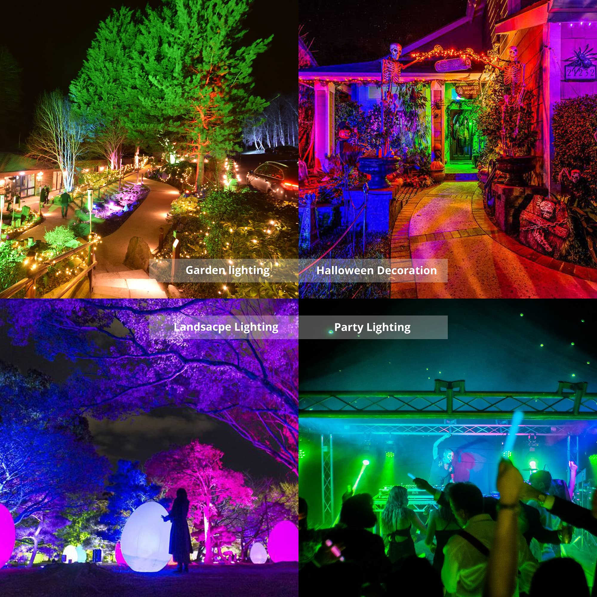 UME 7.5W Smart RGB Color Changing Christmas Lighting LED 120v AC Landscape Lights with APP Control, 400Lumens Bluetooth IP65 Waterproof, Path Lights for Garden Yard Pool Patio Flag Outdoor Spotlights