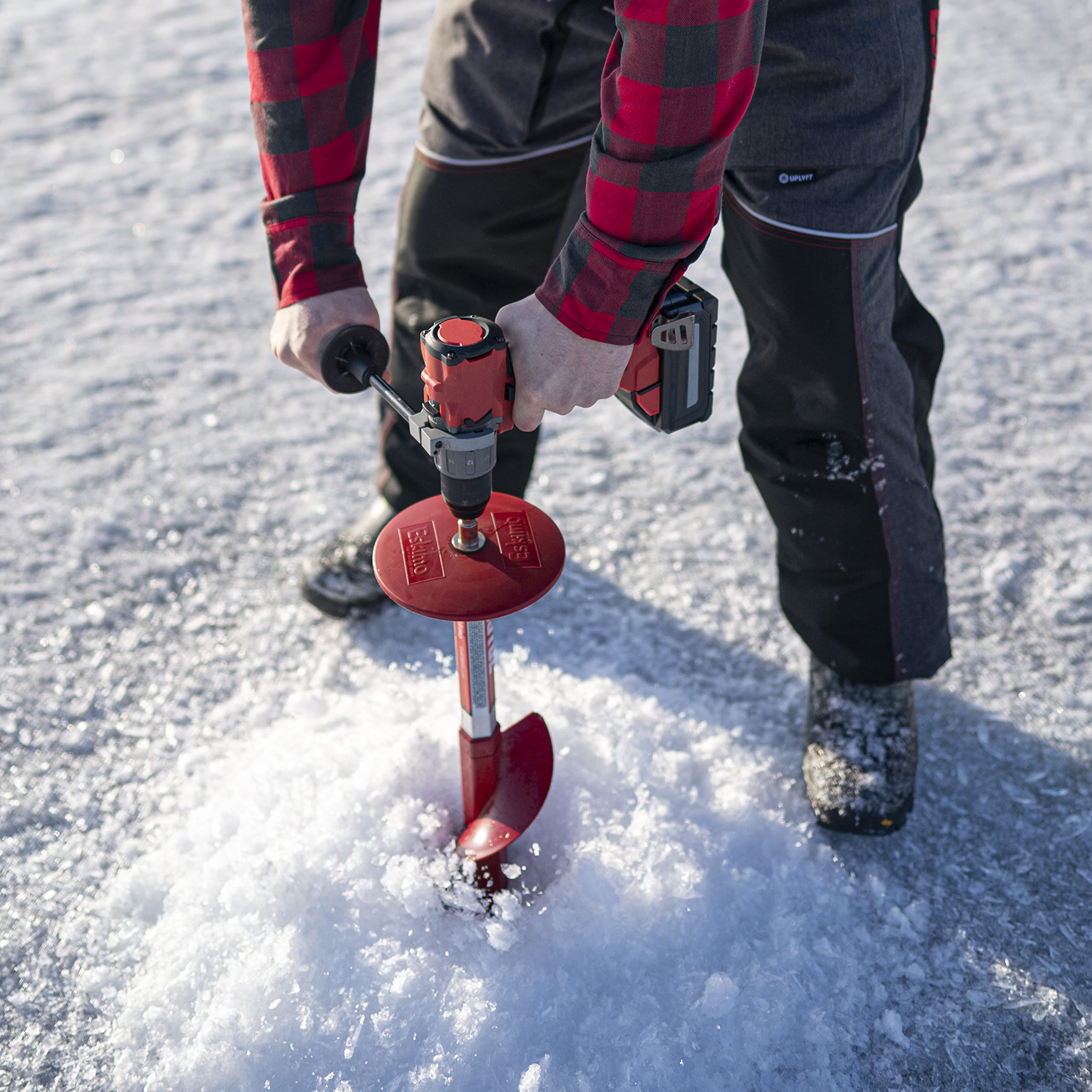 Eskimo 35400 Pistol Bit 6" Drill Adaptive Ice Auger Weighs Only 3.2 Pounds, Redrills Old Holes Easily Extremely Fast Cutting, Red