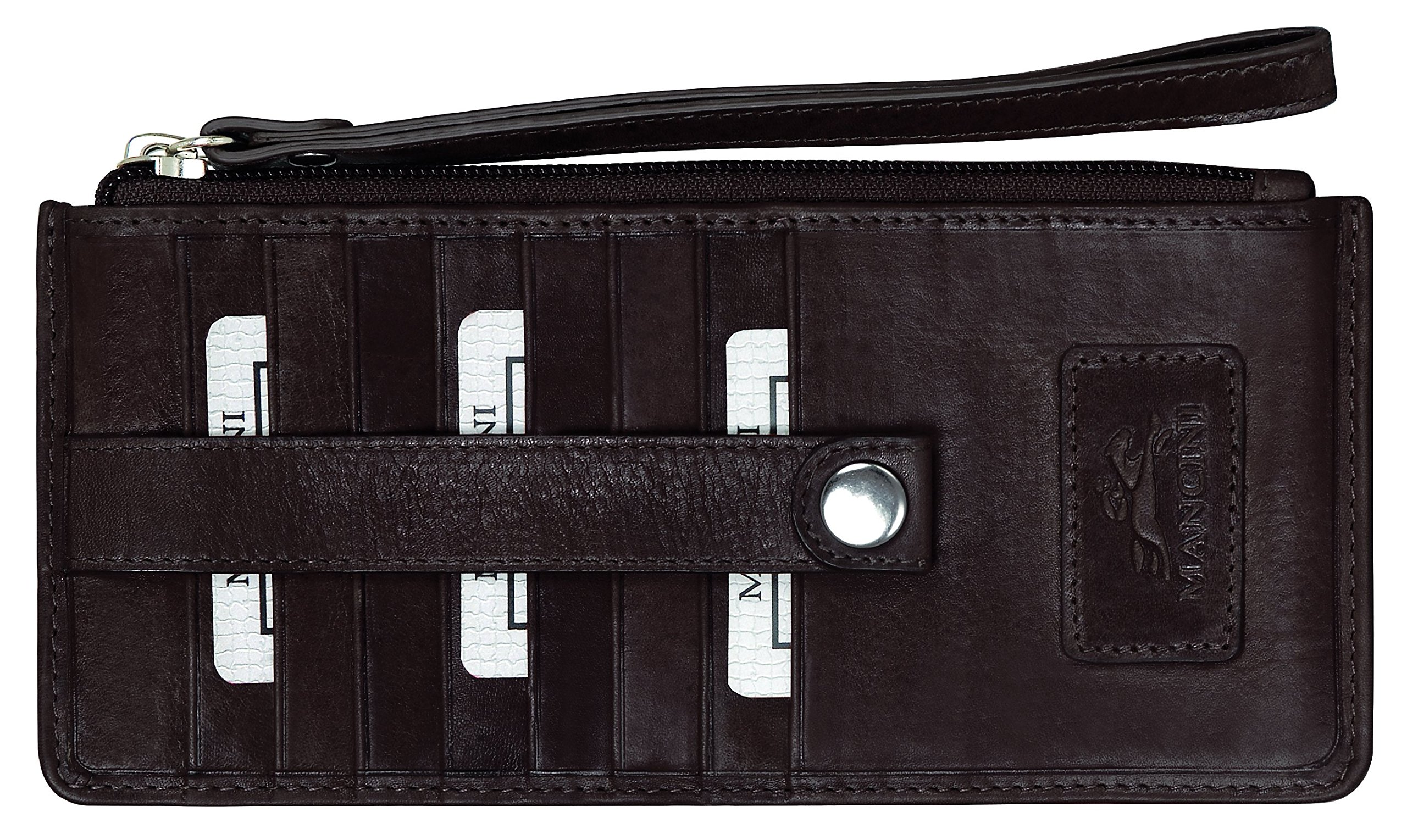 Mancini Ladies' Leather Wristlet Wallet (RFID Secure) in Red