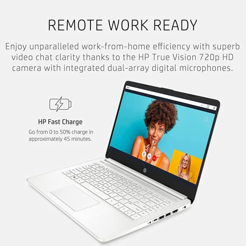 HP Latest Stream 14" HD Laptop, Intel Celeron Processor, 8GB Memory, 64GB eMMC Storage, Fast Charge, HDMI, Up to 11 Hours Long Battery Life, Office 365 1-Year, Win 11 S, Microfiber Bundle, White