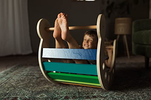 CASSAROKIDS Waldorf Viking Climbing Wooden Rocker - Rainbow