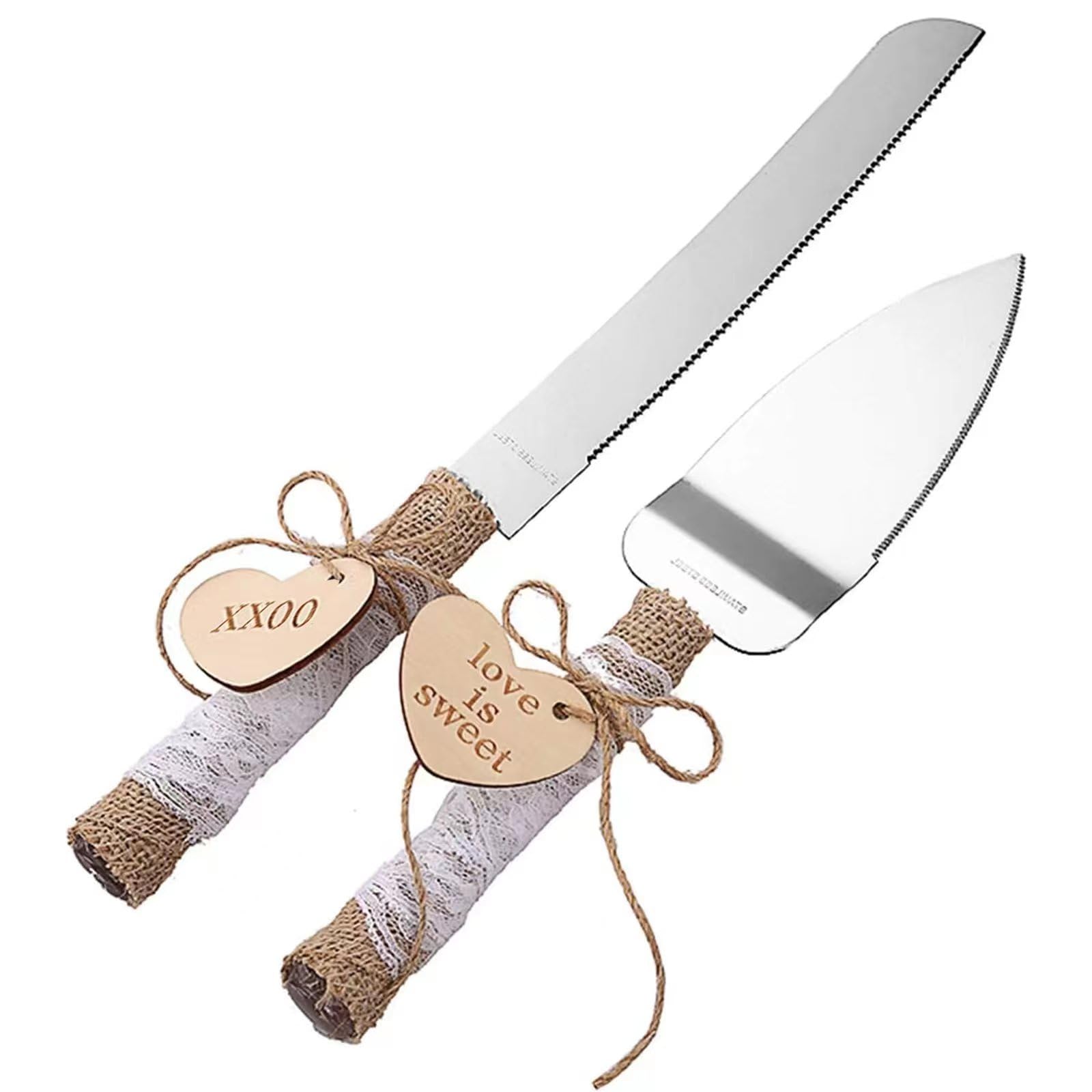 Golden Strawberry 2 PCS Cake Knife and Server Set β Stainless Steel Cake Cutting Set for Cutter Pie Spatula Birthday Anniversary Christmas Gift