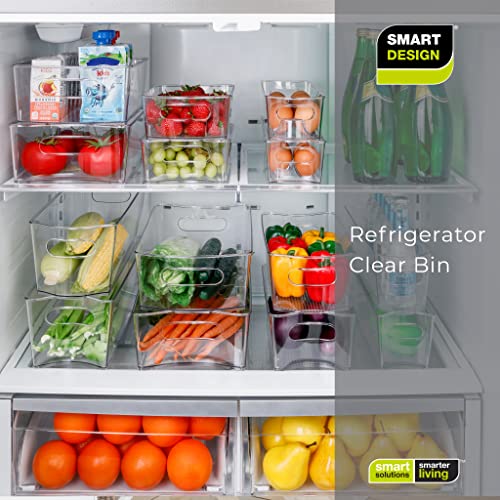Smart Design Stackable Refrigerator Organizer Bins for Fridge Storage β Clear, 6 x 16 in., Set of 8 β Fridge Organization and Storage Bins with Handles for Easy Living β BPA-Free Plastic