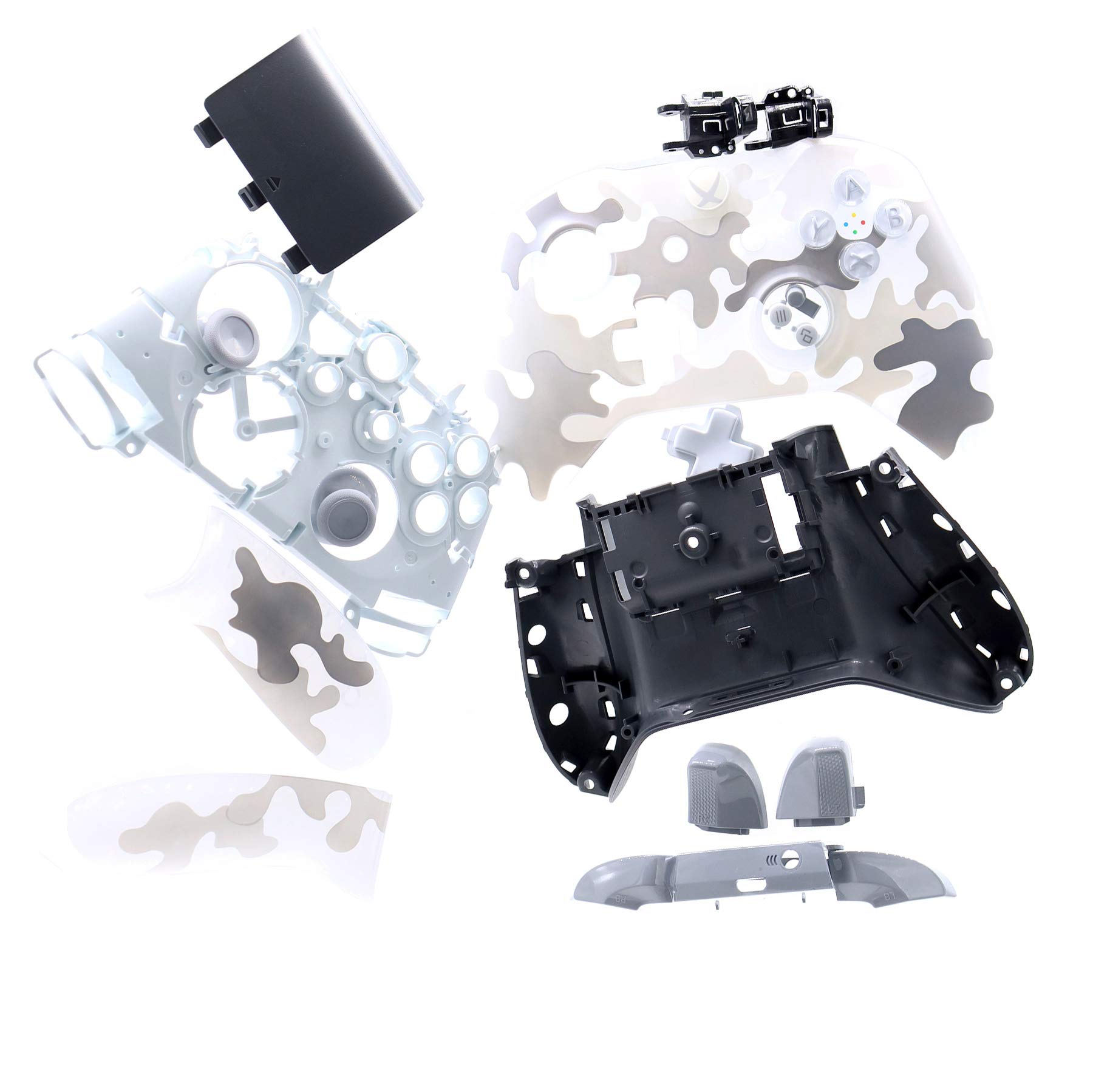Deal4GO Translucent Faceplate Full Housing Shell kit w/Full Buttons Thumbsticks Replacement for Xbox One S Wireless Controller 1708 Arctic Camo Special Edition