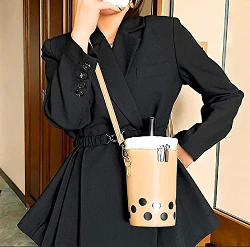 Ellie Dang Designs Cute Kawaii Bubble Milk Tea Shoulder Bag (Brown)
