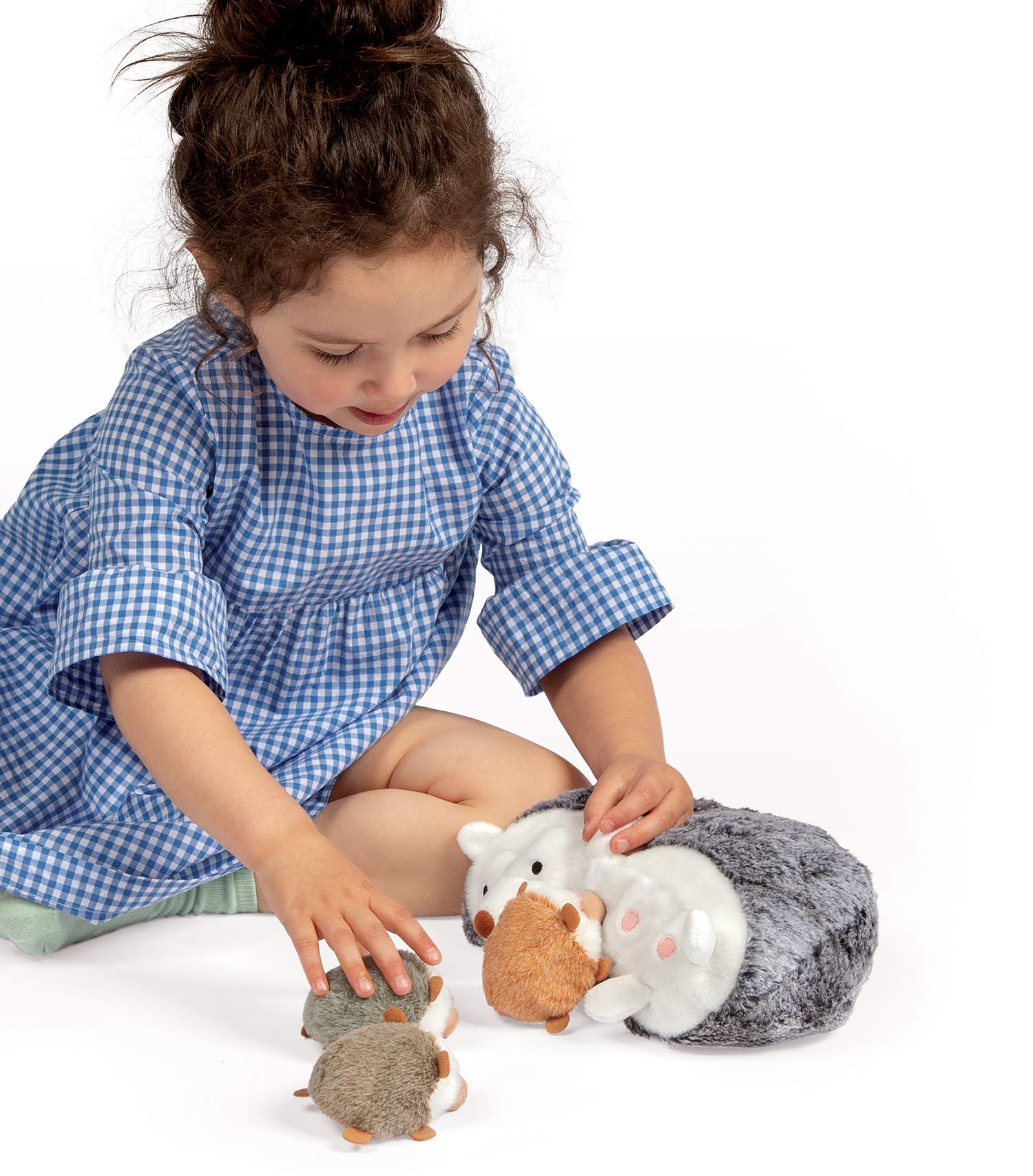 Manhattan Toy Nursing Nissa Nurturing Hedgehog Stuffed Animal with Plush Baby Hoglets