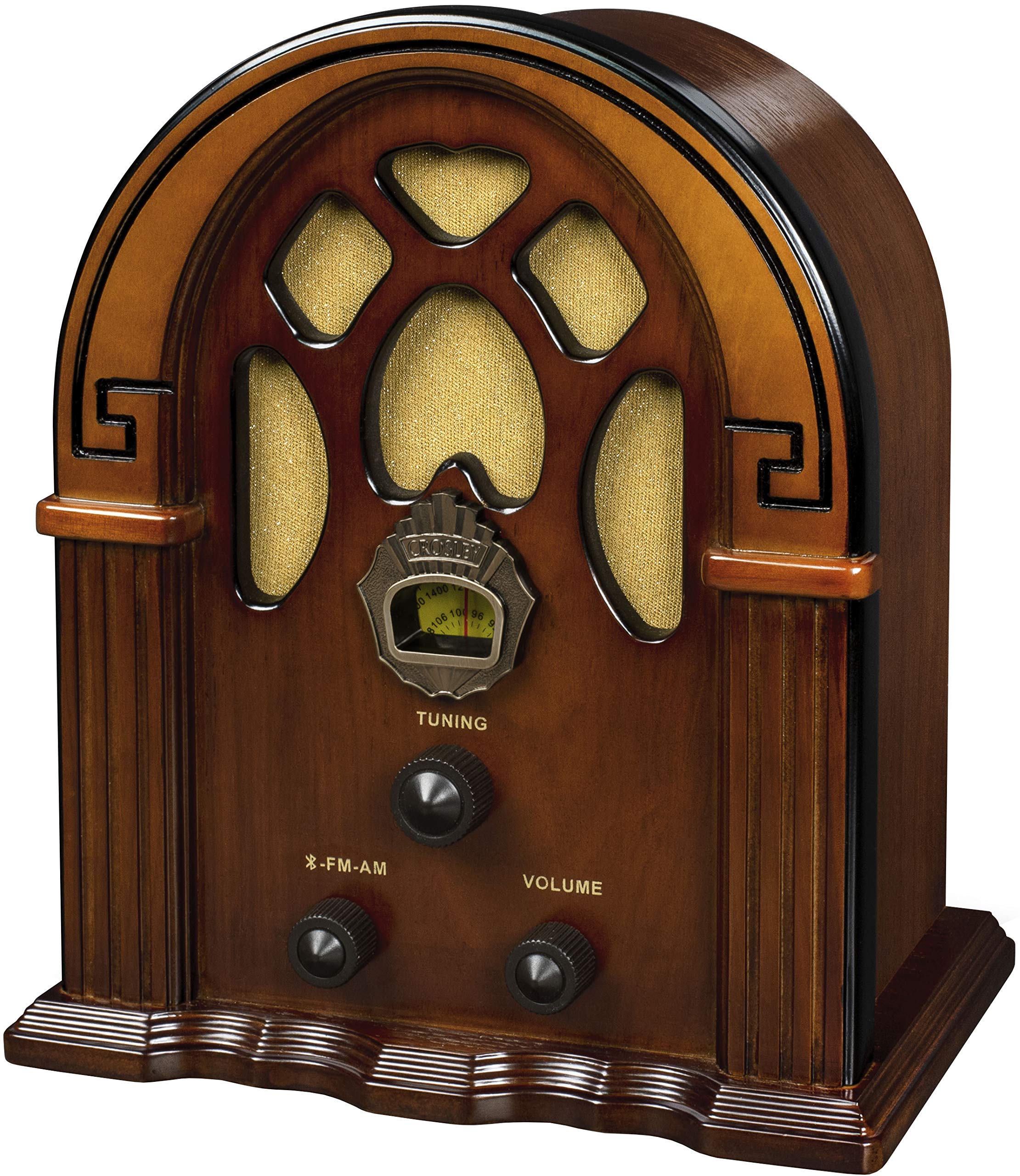 Crosley CR31D-WA Companion Retro AM/FM Tabletop Radio with Bluetooth Receiver, Walnut