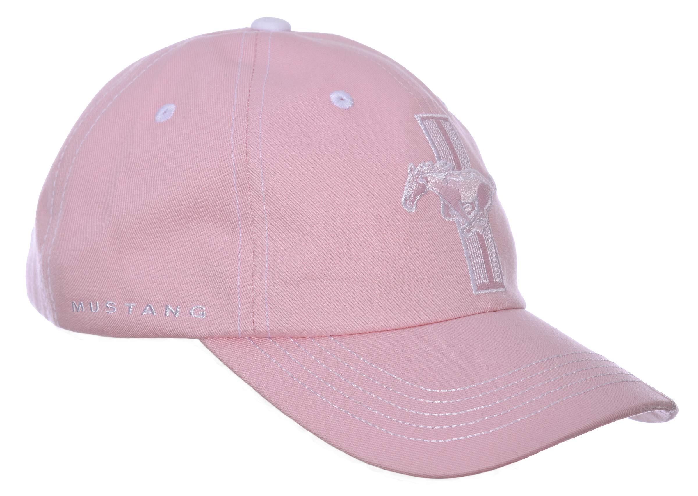 Checkered Flag Women's Ford Mustang Cap Tri-Bar Pony & Ford Logos Pink Hat