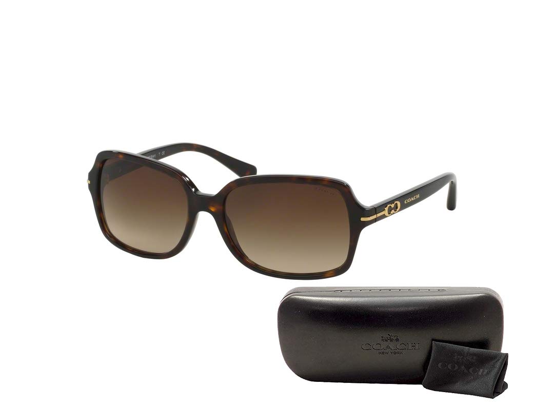 Coach HC8116 BLAIR 500113 56M Dark Tortoise/Brown Gradient Rectangle Sunglasses For Women+ BUNDLE With Designer iWear Eyewear Kit
