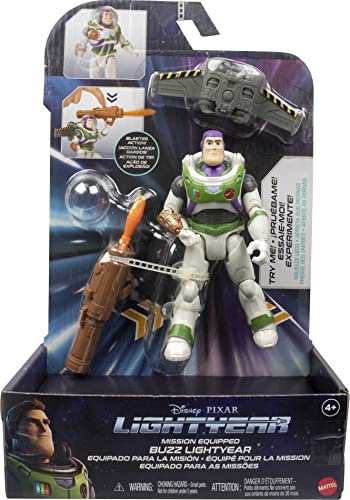 Mattel Lightyear Toys Action Figure & Accessories, Mission Equipped Buzz Lightyear Figure & Projectiles, Blasting Action