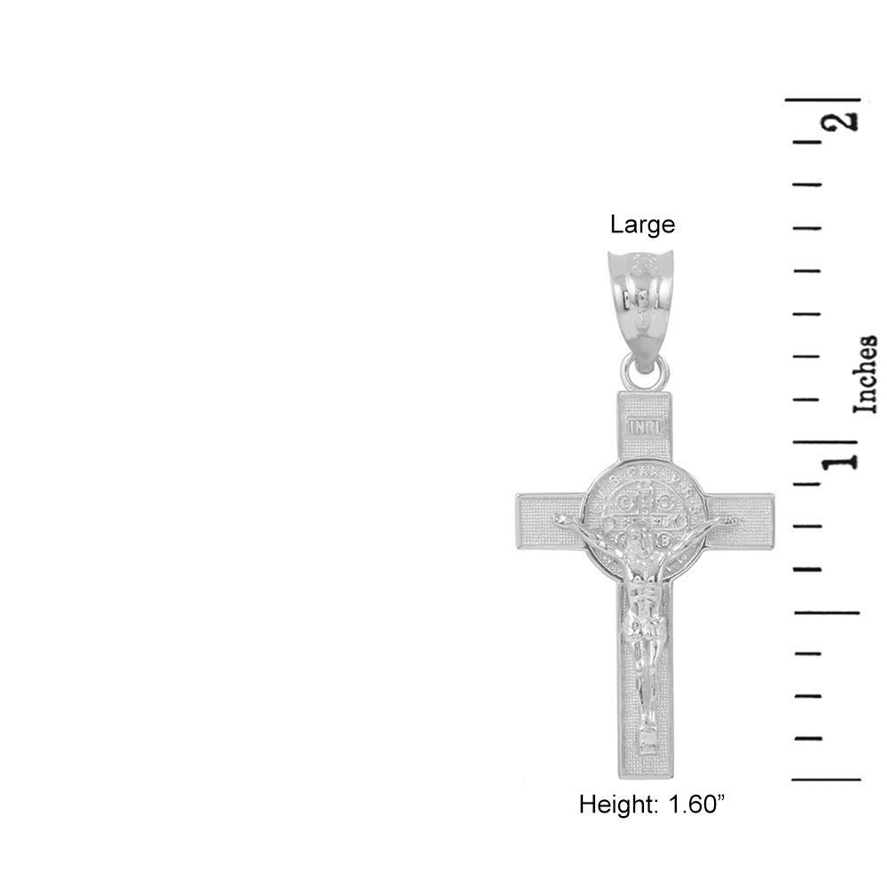 Claddagh Gold 925 Sterling Silver St. Benedict Crucifix Cross Pendant Necklace (1.60"), 22"