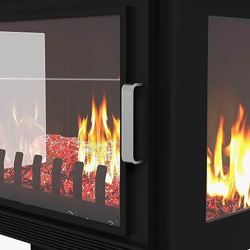 HOMCOM 24" Electric Fireplace Stove, Freestanding Fire Place Heater with Realistic Logs Flame, Adjustable Temperature, Overheat Protection, 1000W/1500W, Black