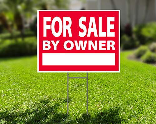 Headline Sign - Yard Sign, for Sale by Owner" Sign with H-Frame, 18 x 24 Inches, Red and White (4728)