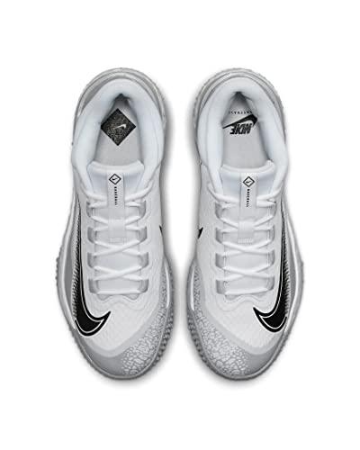 Nike Alpha Huarache Elite 4 Turf Baseball Shoes White Black Grey FD2743-100 Men’s Size 8.5