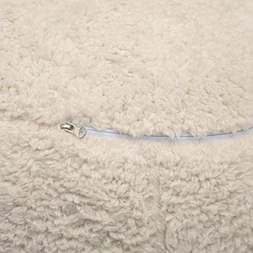 Delta Children Bear Plush Foam Pouf Ottoman, Cute Room Decor, Cream Sherpa/Faux Leather