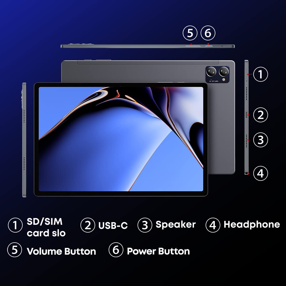 CHUWI Hipad Plus Android 10 Tablet PC, 1080P Display, 8GB 128GB, 13MP+8MP Dual Camera