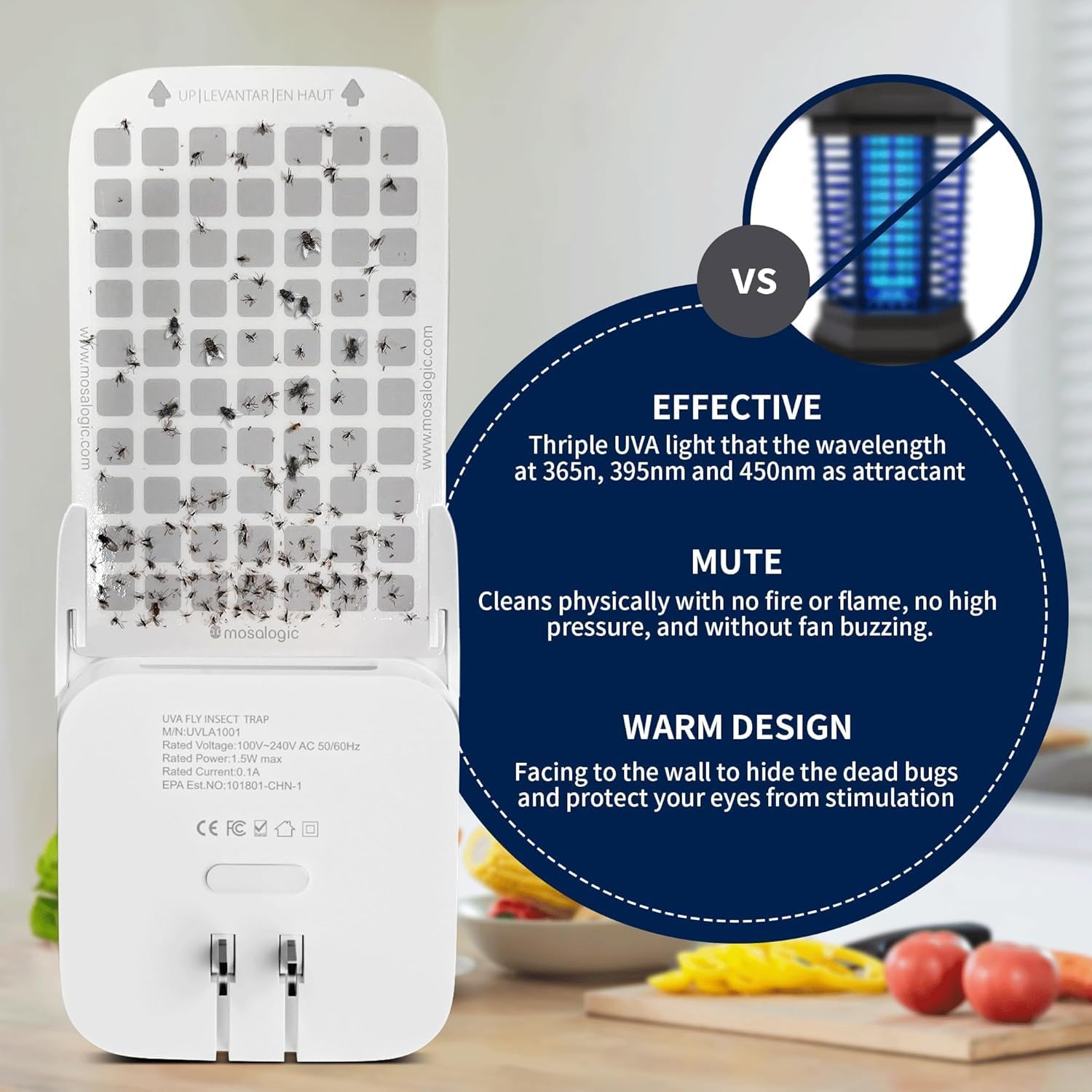 Fly Trap Indoor (2 Device + 10 Glue Cards), Plug-in Flying Insect Trap for Mosquito, Flies, Fruit Flies, Moths, Gnats, Gnat Trap for House Indoor, White