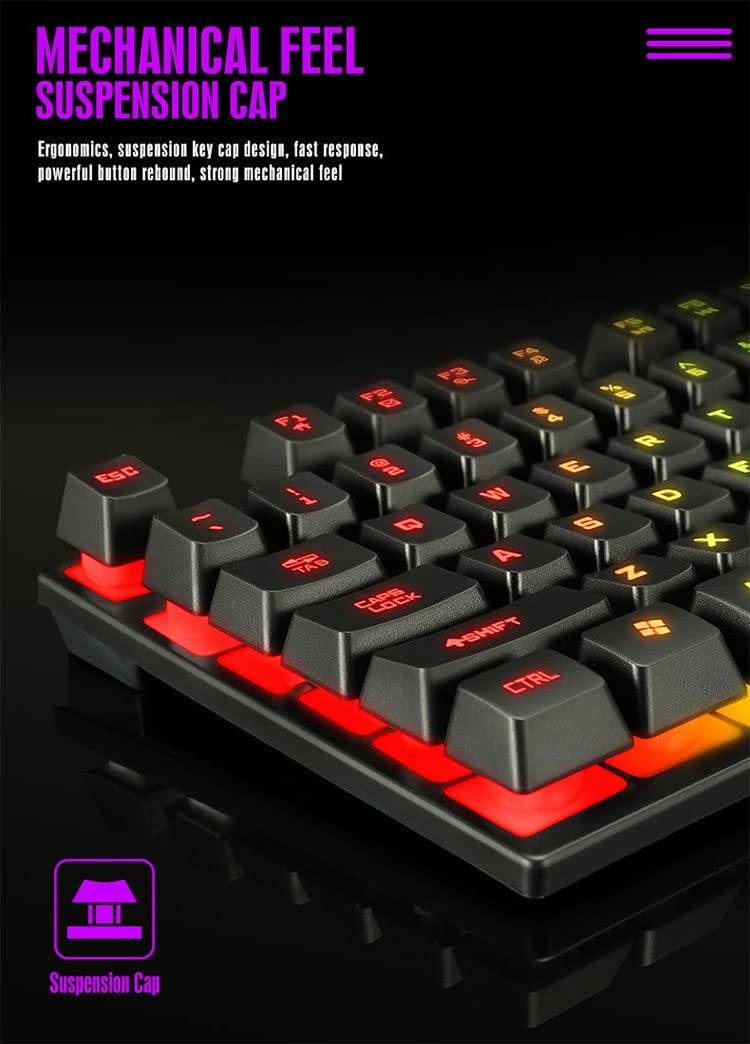 Tronic Mechanical Gaming Keyboard, RGB Keyboard and Mouse, LED Mouse and Keyboard Gaming, RGB Backlit Full Anti-ghosting Keys for Computer/PC/Laptop/MAC