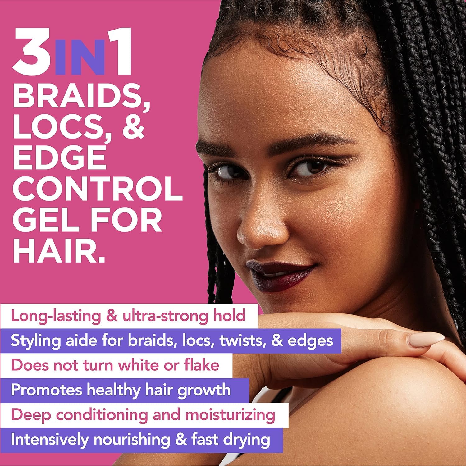 Esha Slick N Slay Braiding Gel - 3-in-1 Ultra Extreme Hold Hydrating & Conditioning Shining Fast Dry Locking Gel for Locs, Twists, Braids, and Edges (PEACH, 17 oz.)