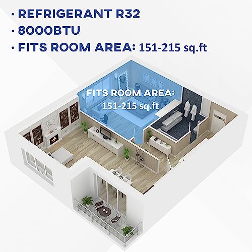 HOMCOM 8,000 BTU Smart WiFi Portable Air Conditioners for Rooms Up to 215 Sq. Ft., Cool Dehumidifier Fan 3-in-1 Portable AC Unit with Remote, 24H Timer, Window Mount Kit Included, Black