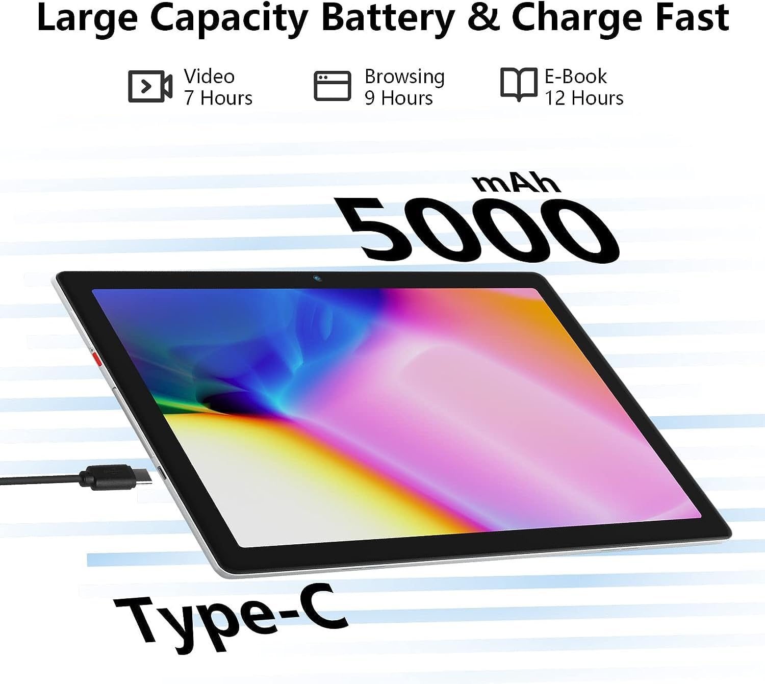 Cheerjoy Tablet Android 13 Tablets 10 inch, 6GB RAM 64GB ROM, Android Tablet 1280 * 800 IPS HD Display,5000mAh Battery, WiFi Tablets (Sliver)